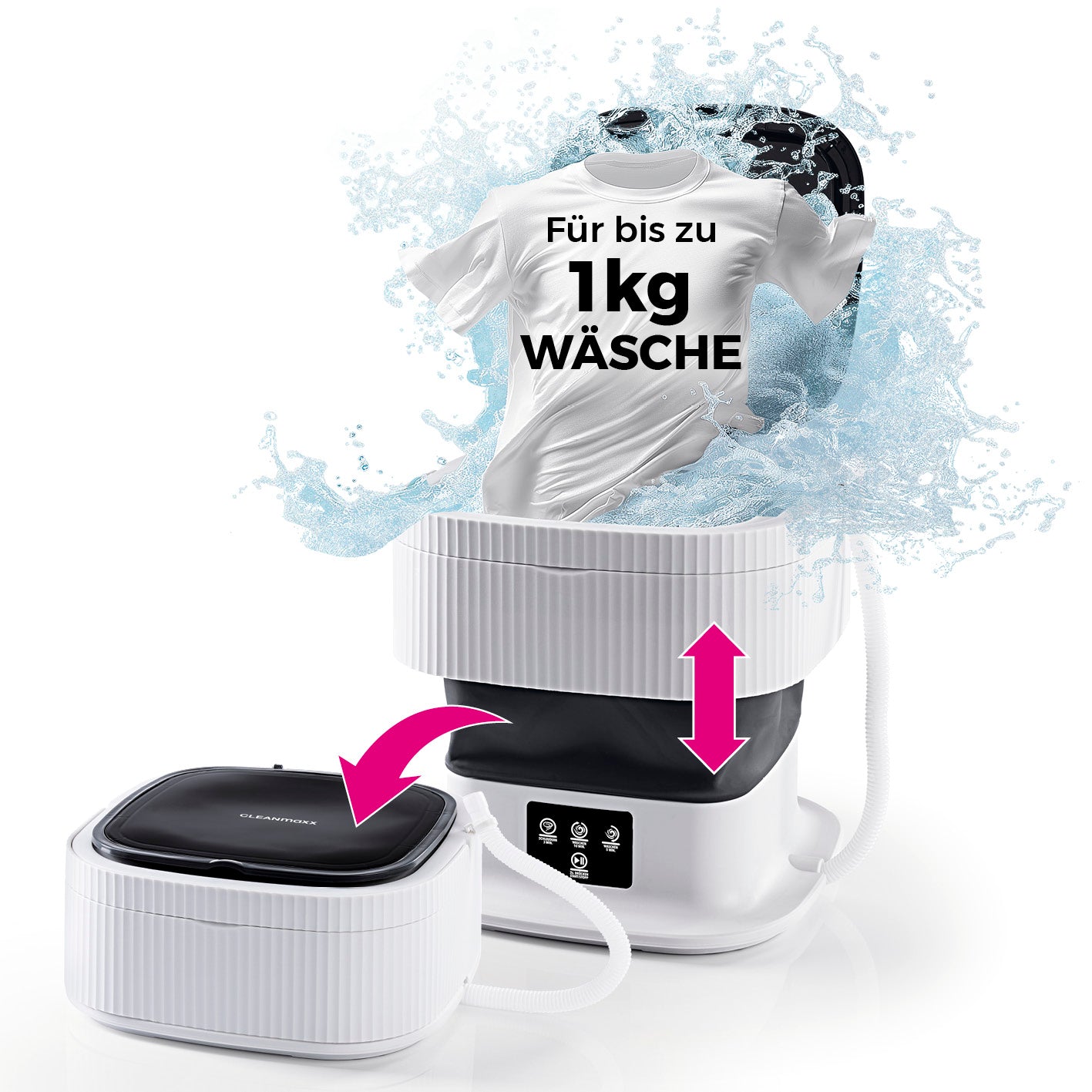 CLEANmaxx Faltbare Mini-Waschmaschine - 9 L - leise & kompakt - 2 Wasc ...