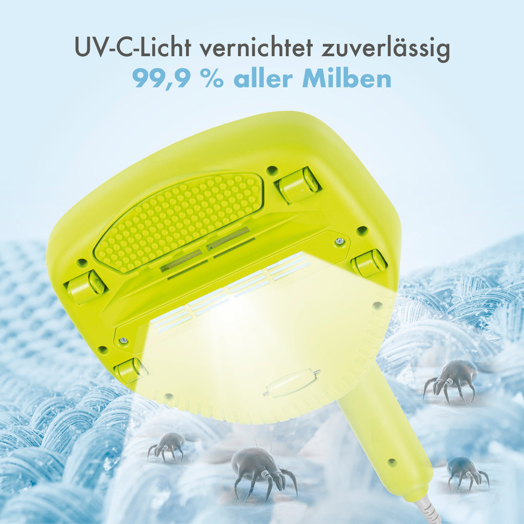 MAXXMEE Milben-Handstaubsauger Kompakt mit UV-C Licht - weiß/limegreen ...